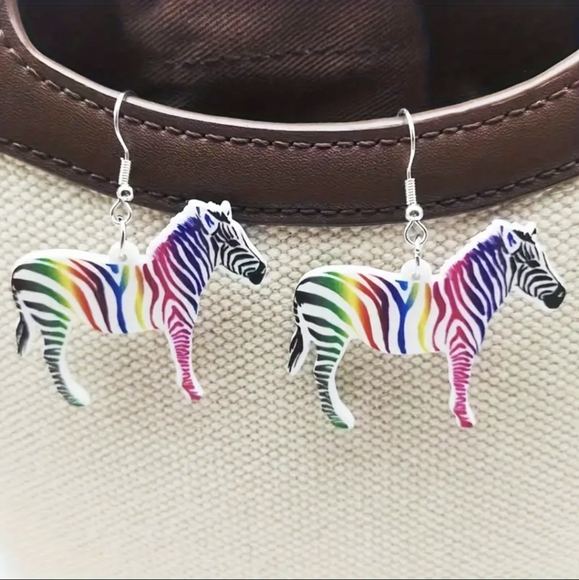 Jewelry | Acrylic Dangle Zebras Multi Color | Poshmark